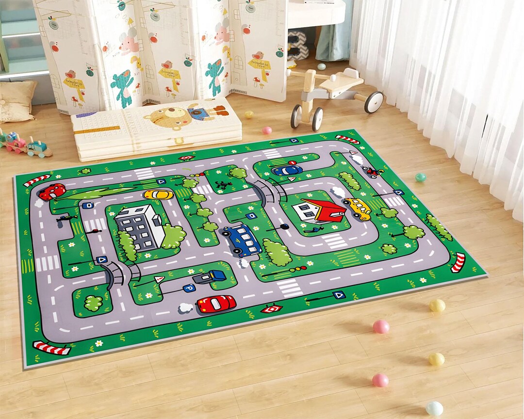 Kids Play Rug,car Play Rug,kids Room Rug,kids Room Decor, Colorful Rug ...