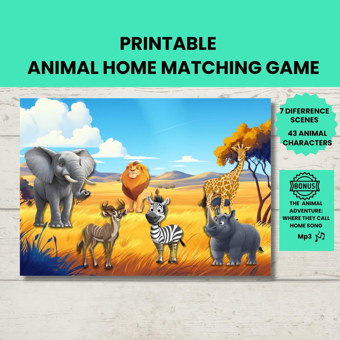 Animal Adventure: Where They Call Home, Printable Matching Game for ...