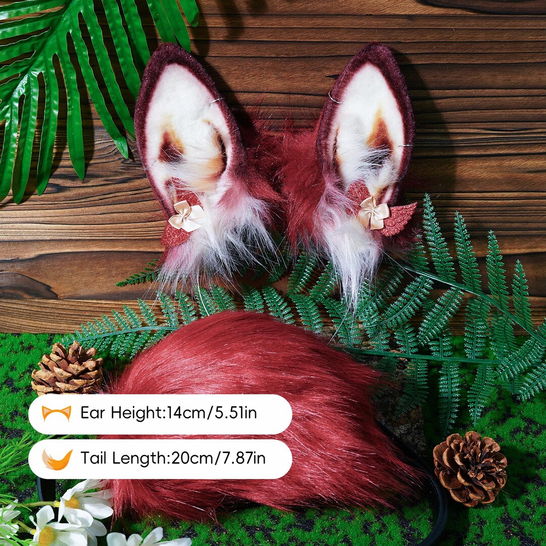 Artificial Fur,red Rabbit Ear and Tail Set for Cosplay Petplay,plush ...