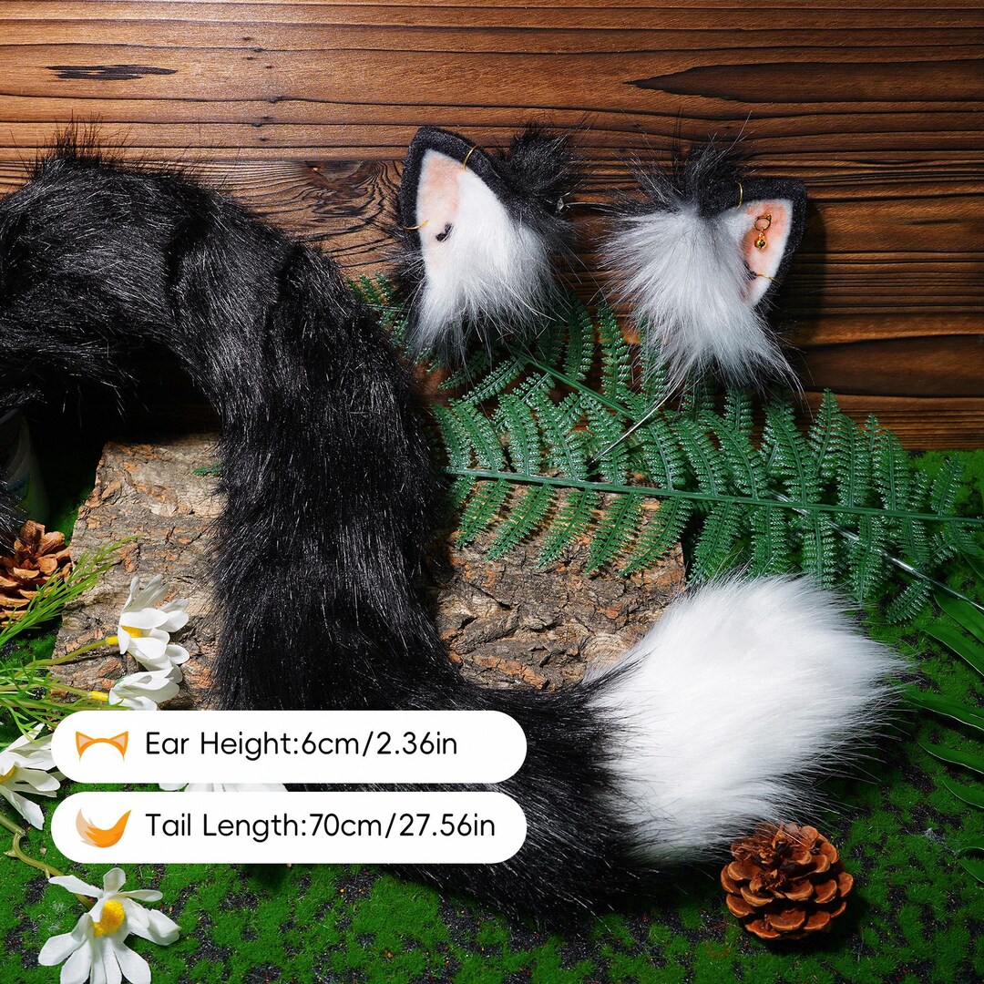 Artificial Fur,black Cat Ear and Tail,cosplay Costume Ear and Tail ...