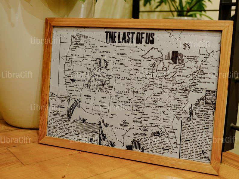 The Last of Us Map Tlou Map Hand Drawn Map Last of Us Wall Art Ellie ...