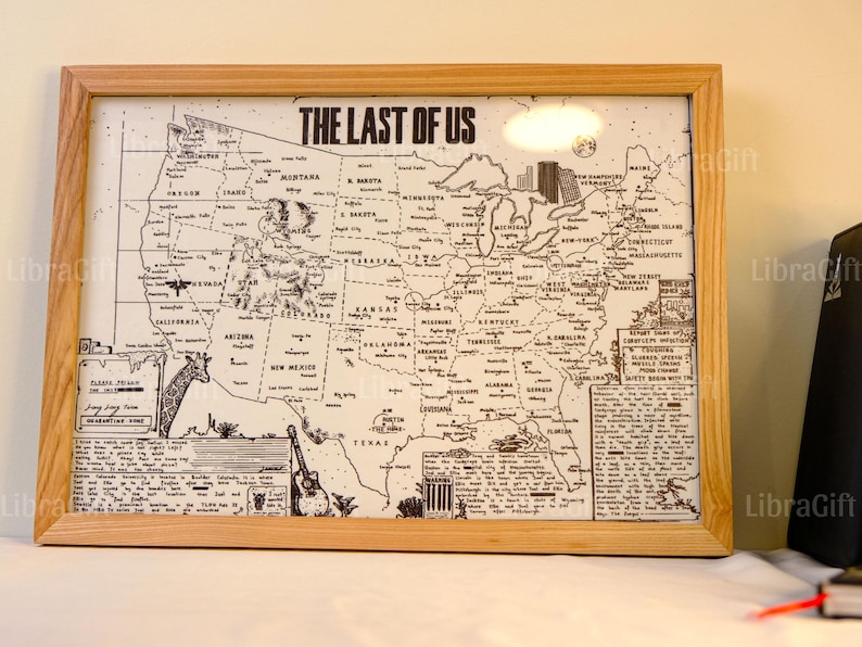 The Last of Us Map Tlou Map Hand Drawn Map Last of Us Wall Art Ellie ...