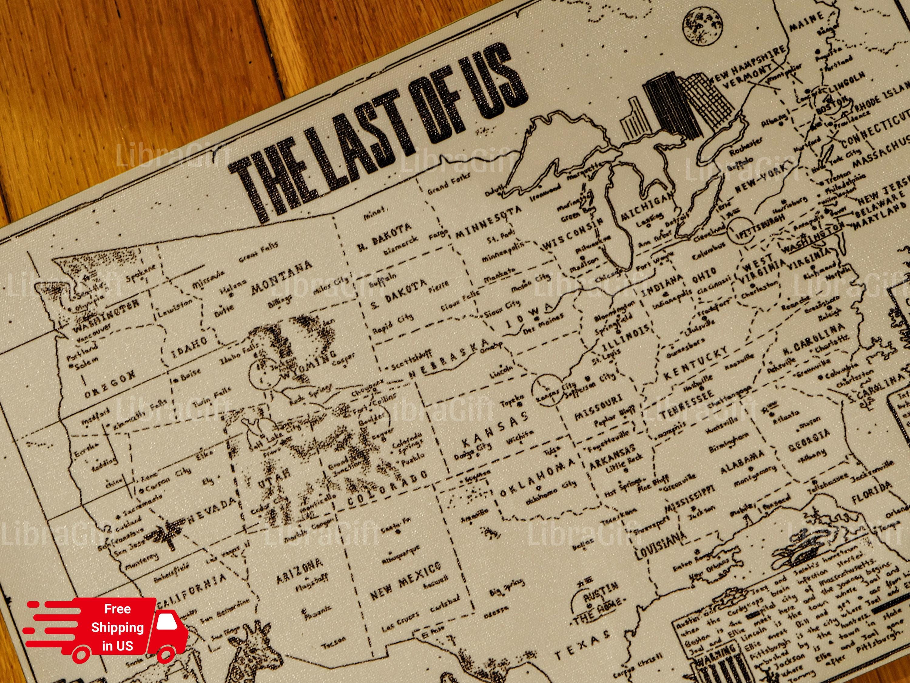 The Last of Us Map Tlou Map Hand Drawn Map Last of Us Wall Art Ellie ...