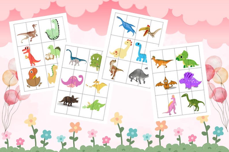 Printable Dinosaur Matching Game for Kids - 48 Cards - Fun Educational ...