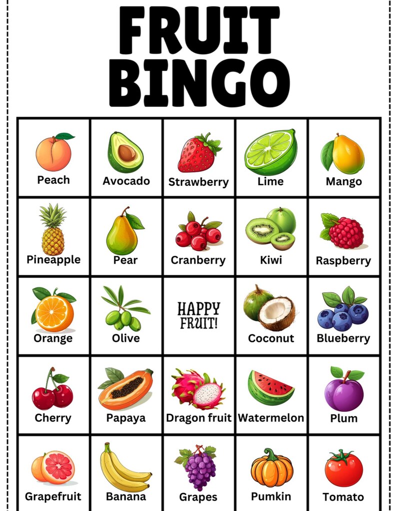 Printable Fruit Bingo Game | Fun & Educational Kids Activity | Digital ...