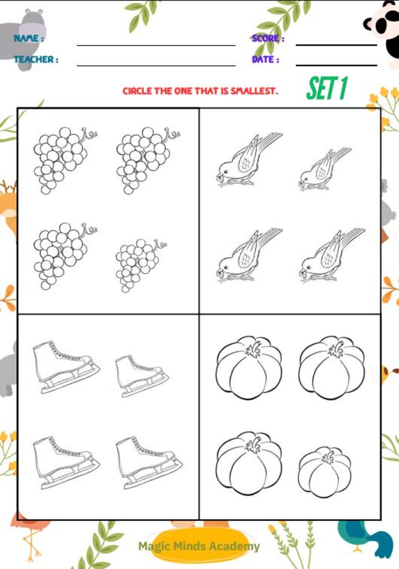 Size Comparison Worksheets | Biggest & Smallest Objects | 20 Pges ...
