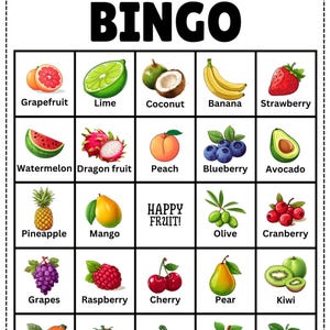 Printable Fruit Bingo Game | Fun & Educational Kids Activity | Digital ...