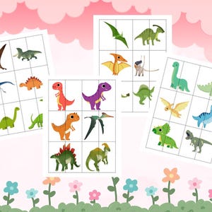 Printable Dinosaur Matching Game for Kids - 48 Cards - Fun Educational ...