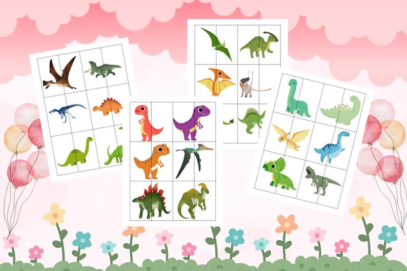 Printable Dinosaur Matching Game for Kids - 48 Cards - Fun Educational ...