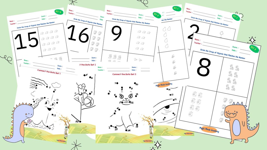 Number Matching and Dot to Dot Worksheets for Kids | Printable Math ...