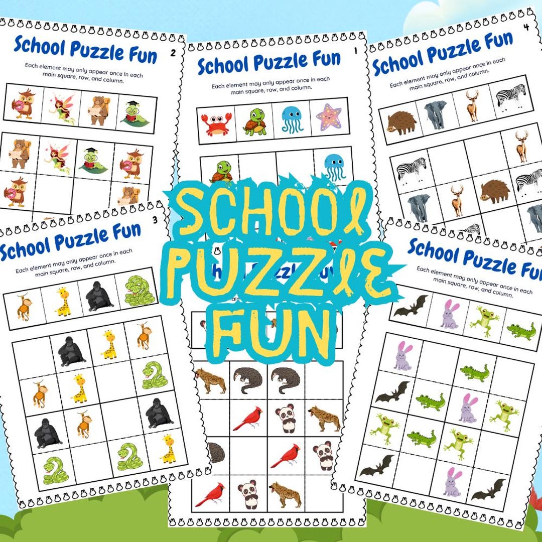 Animal Sudoku Puzzle for Kids | Logic Grid Printable | Fun School ...