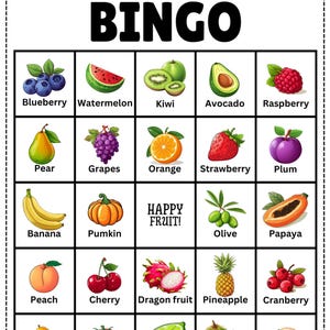 Printable Fruit Bingo Game | Fun & Educational Kids Activity | Digital ...