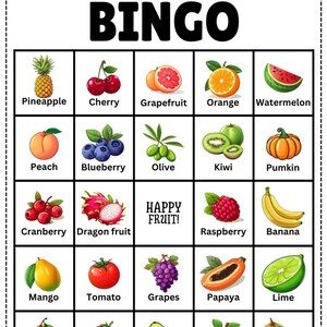 Printable Fruit Bingo Game | Fun & Educational Kids Activity | Digital ...