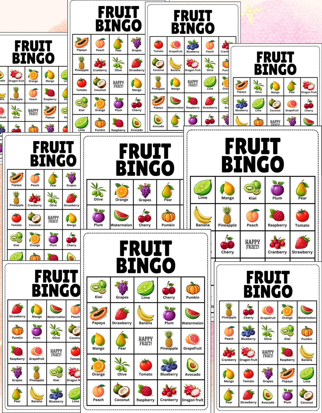 Printable Fruit Bingo Game | Fun & Educational Kids Activity | Digital ...