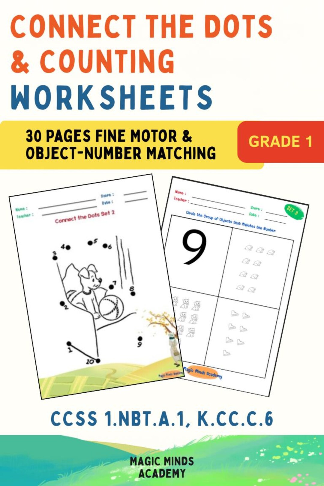 Connect the Dots & Counting Worksheets | CCSS 1.NBT.A.1, K.CC.C.6 | Gr ...
