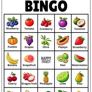 Printable Fruit Bingo Game | Fun & Educational Kids Activity | Digital ...