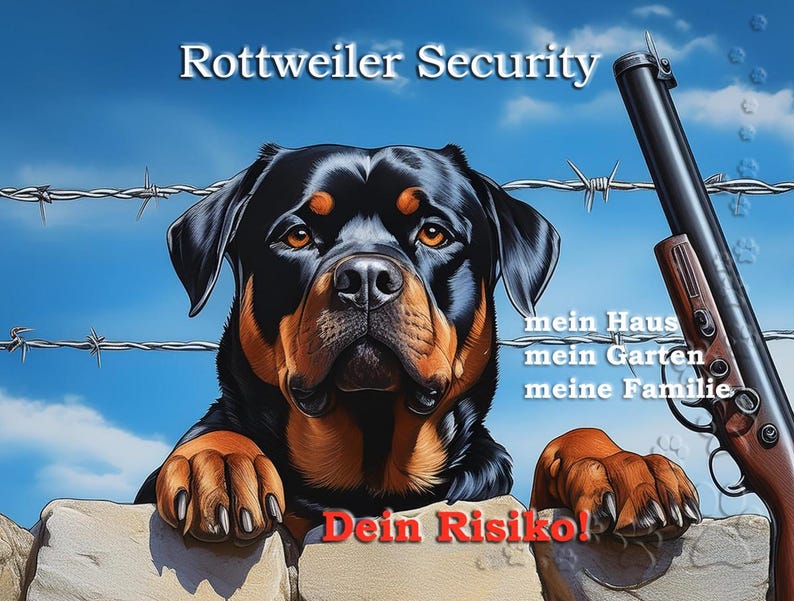 Warning Sign Door Sign Dog Sign Aluminum 20 X 30 Cm Rottweiler Security ...