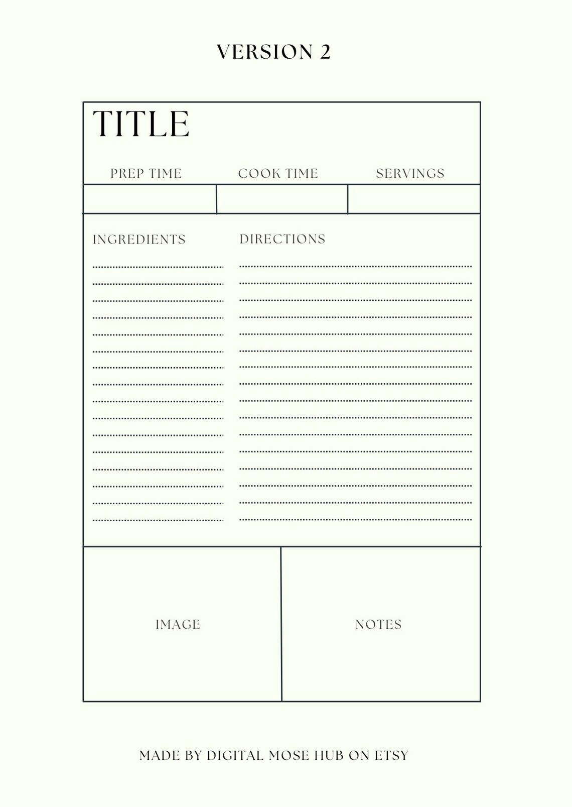Recipe Book Template Printable, Blank Recipe Page, Cook Book Journal ...