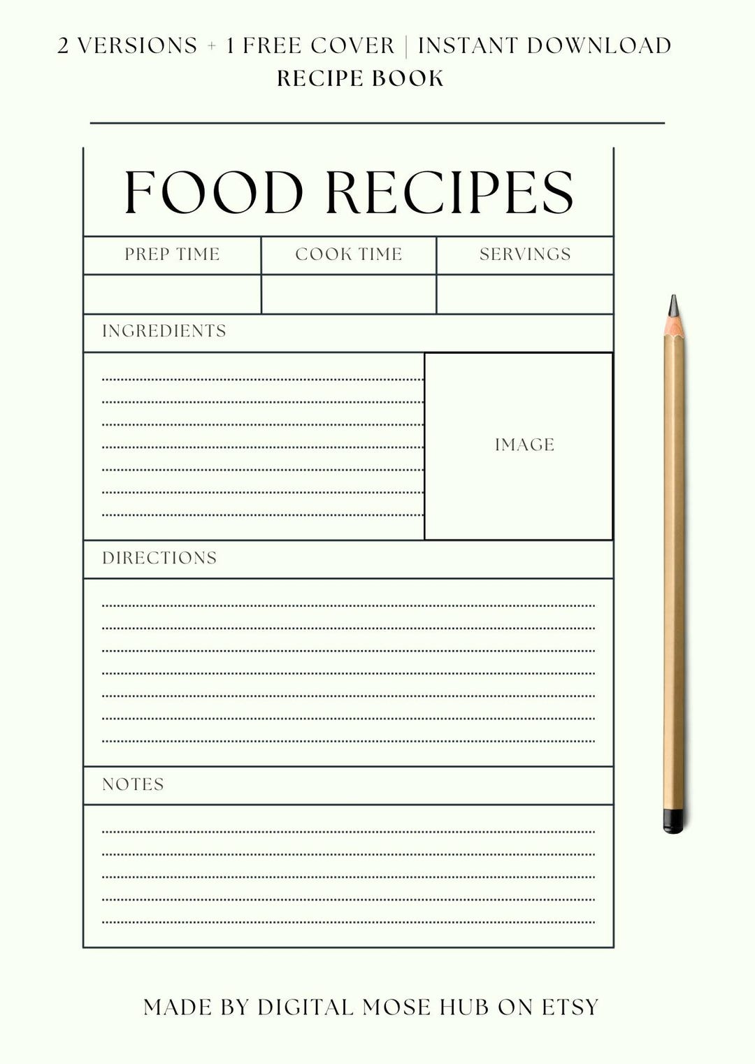 Recipe Book Template Printable, Blank Recipe Page, Cook Book Journal ...