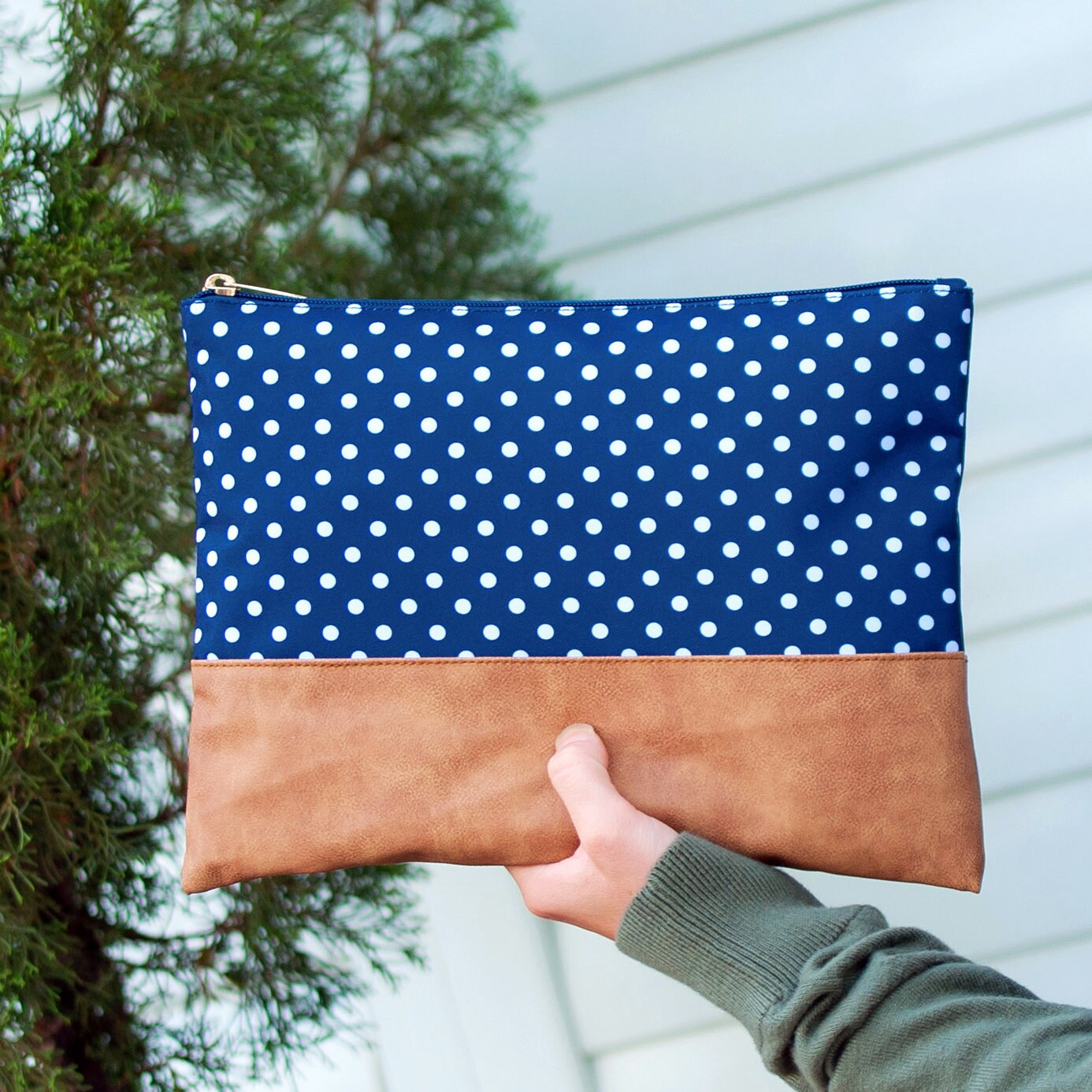 Personalized Large Zippered Pouch Monogrammed Womens Clutch | Etsy