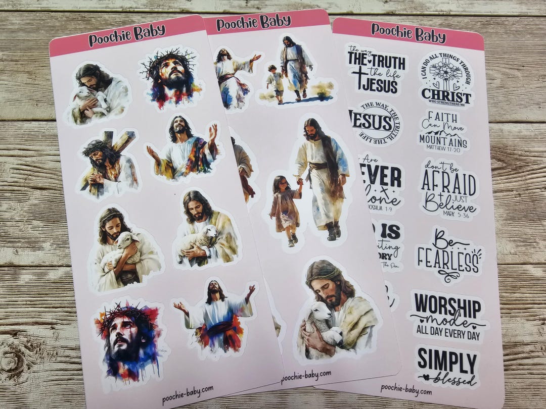 Jesus Sticker Set, 3 Sticker Sheets, Faithful Quotes, Christ Stickers ...