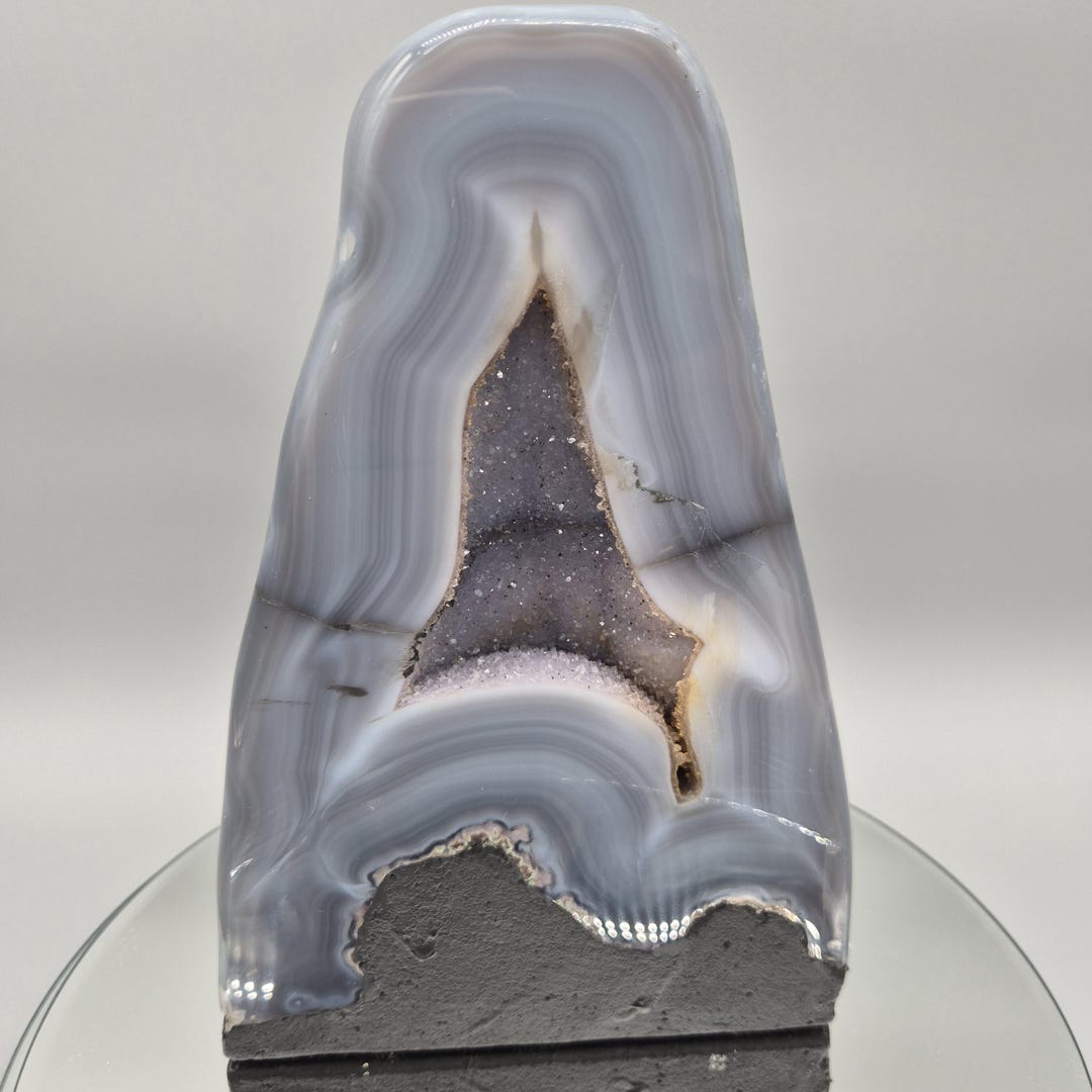 Fully Polished Blue Banded Agate With Druzy | Large Agate Cathedral ...