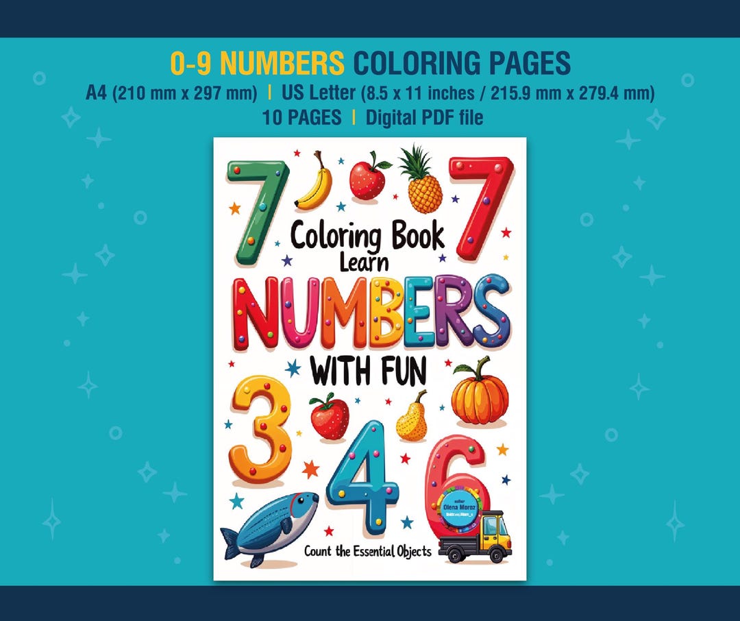 Numbers for Children 0-9 Coloring and Spelling Education of Numbers ...