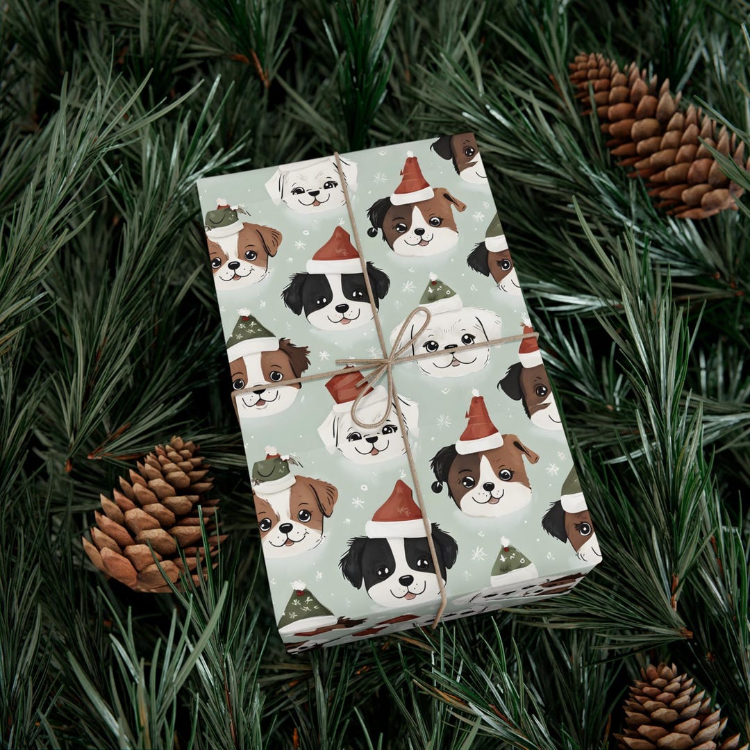 Wrapping Paper, Dog Christmas Gift Wrap, Festive Holiday Gift Wrap ...