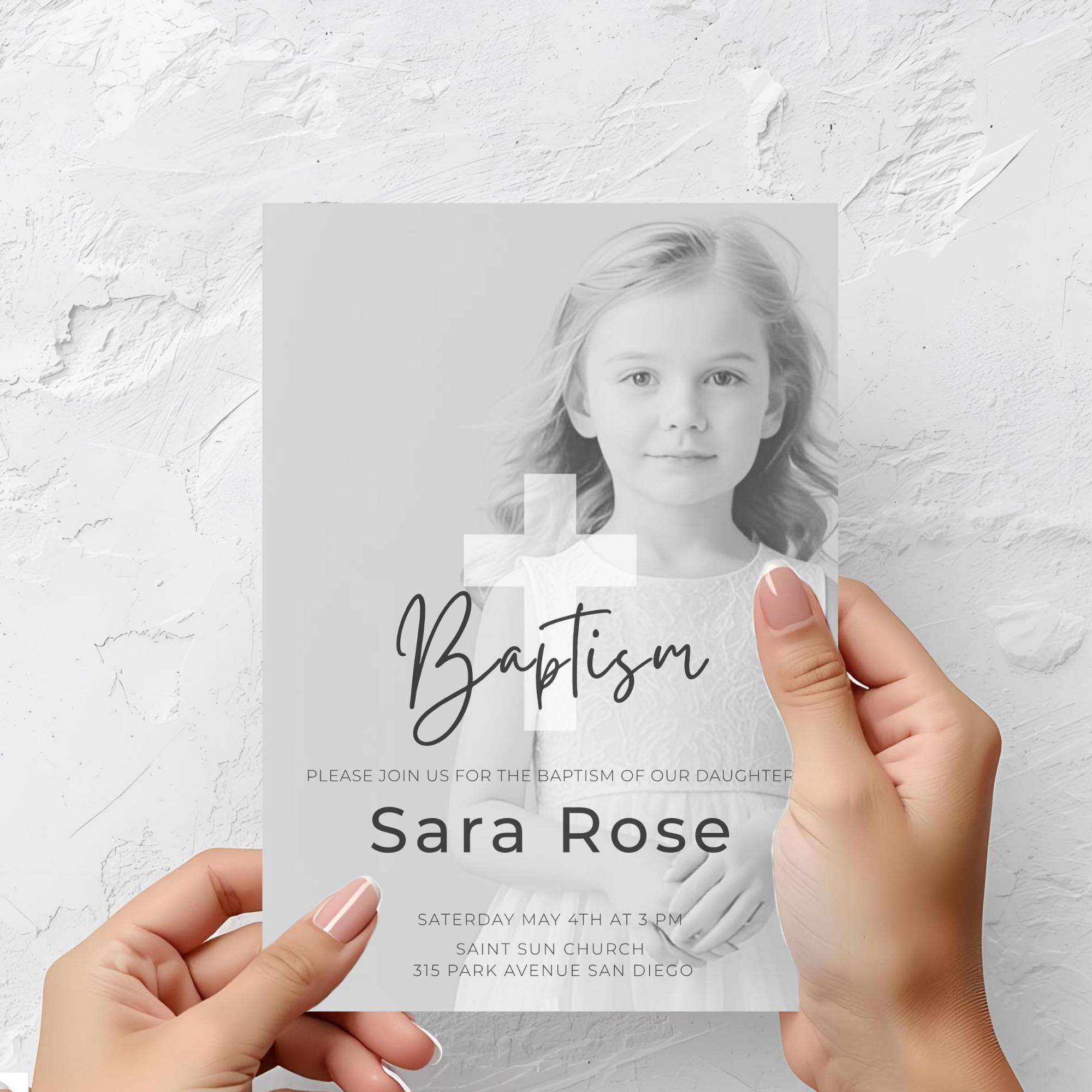 Editable Baptism Invitation Template, Christening Invitation ...