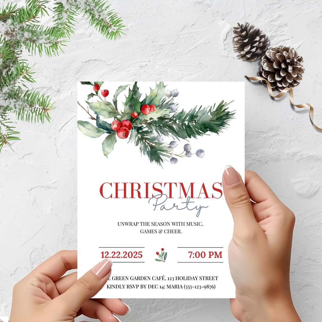Editable Christmas Party Invitation, Christmas Invitation Printable ...