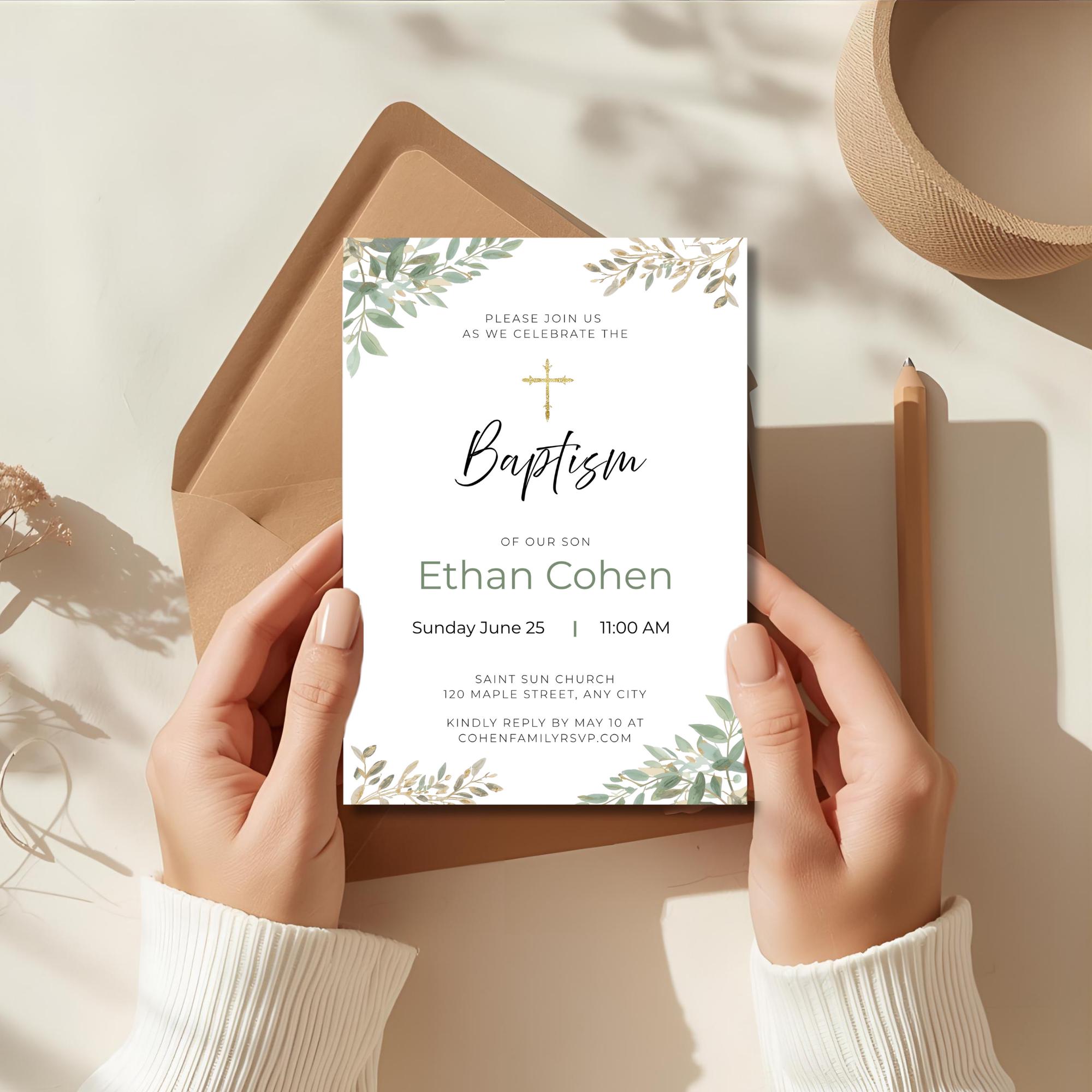 Editable Baptism Invitation Template, Baptism Invite, Christianing ...