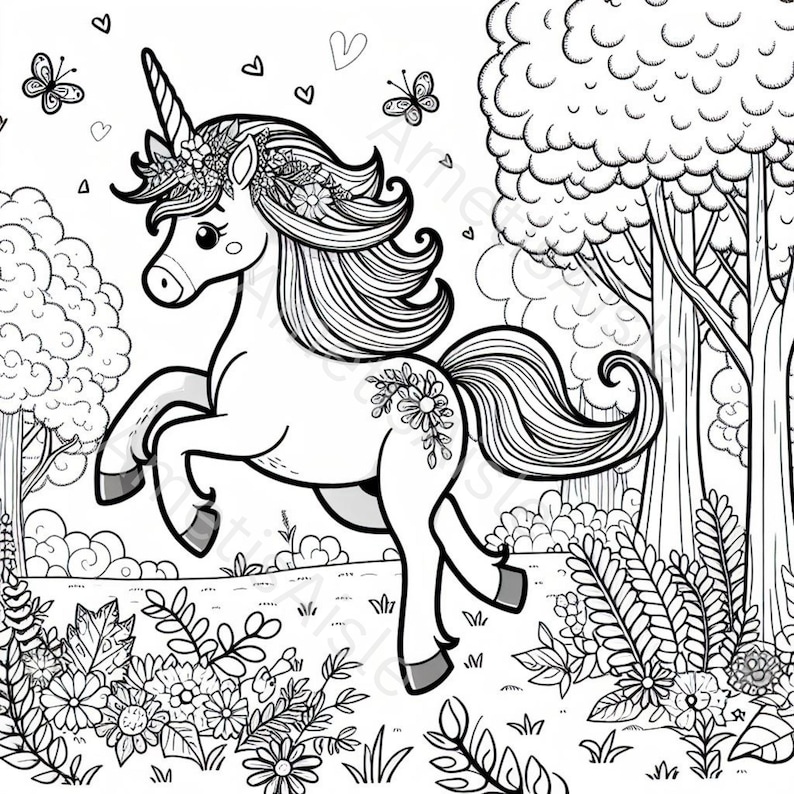 Magical Unicorn Coloring Pages for Kids. Fun Printable Activity for ...