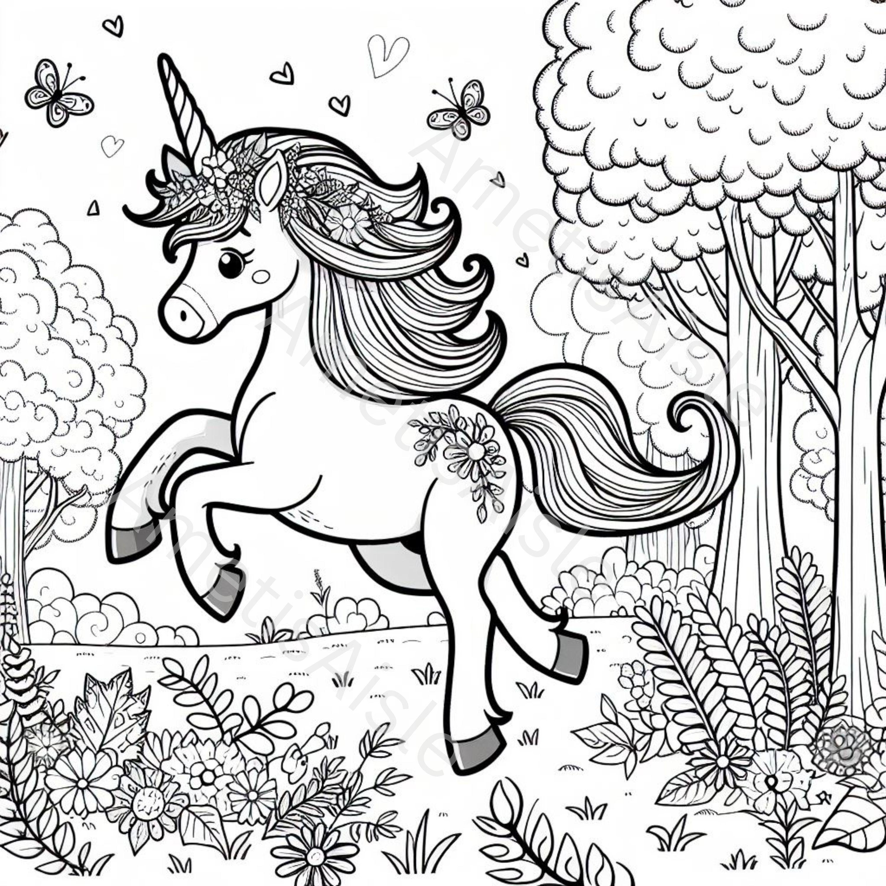 Magical Unicorn Coloring Pages for Kids. Fun Printable Activity for ...