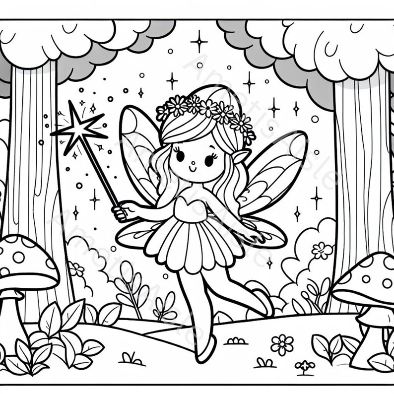 Printable Fairy Coloring Pages for Kids. Magical Fairies Activity ...