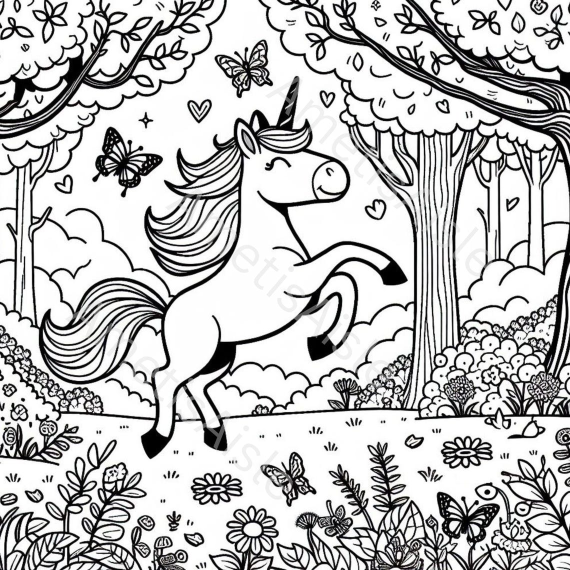 Magical Unicorn Coloring Pages for Kids. Fun Printable Activity for ...