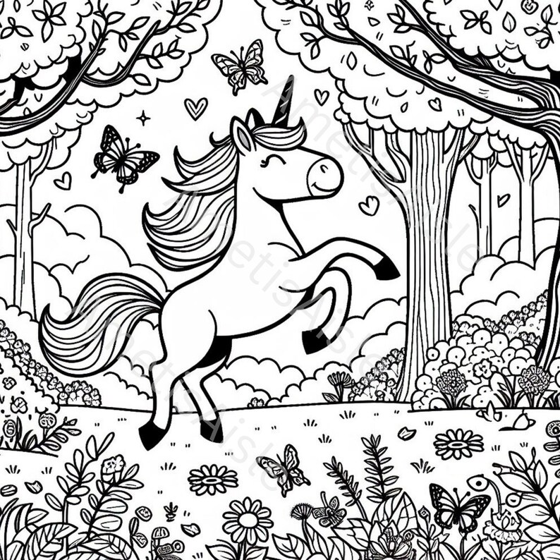 Magical Unicorn Coloring Pages for Kids. Fun Printable Activity for ...