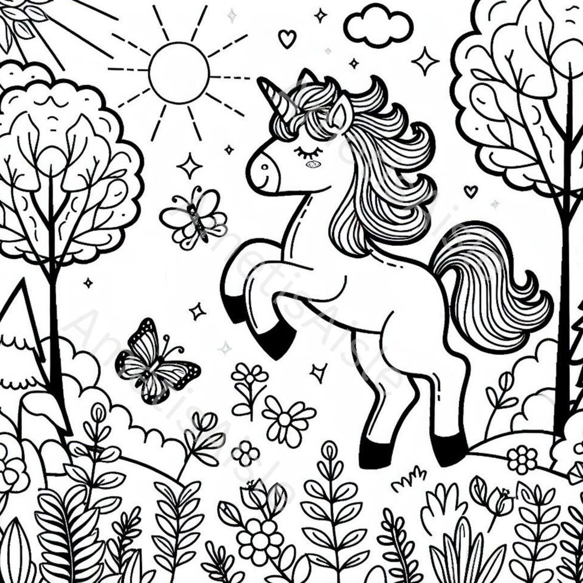 Magical Unicorn Coloring Pages for Kids. Fun Printable Activity for ...