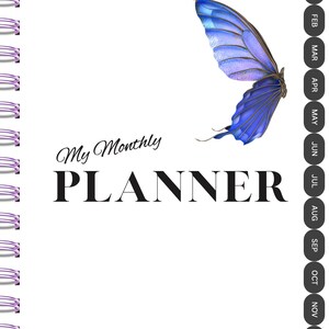 UNDATED Monthly Calendar, Butterfly, Notes - Etsy