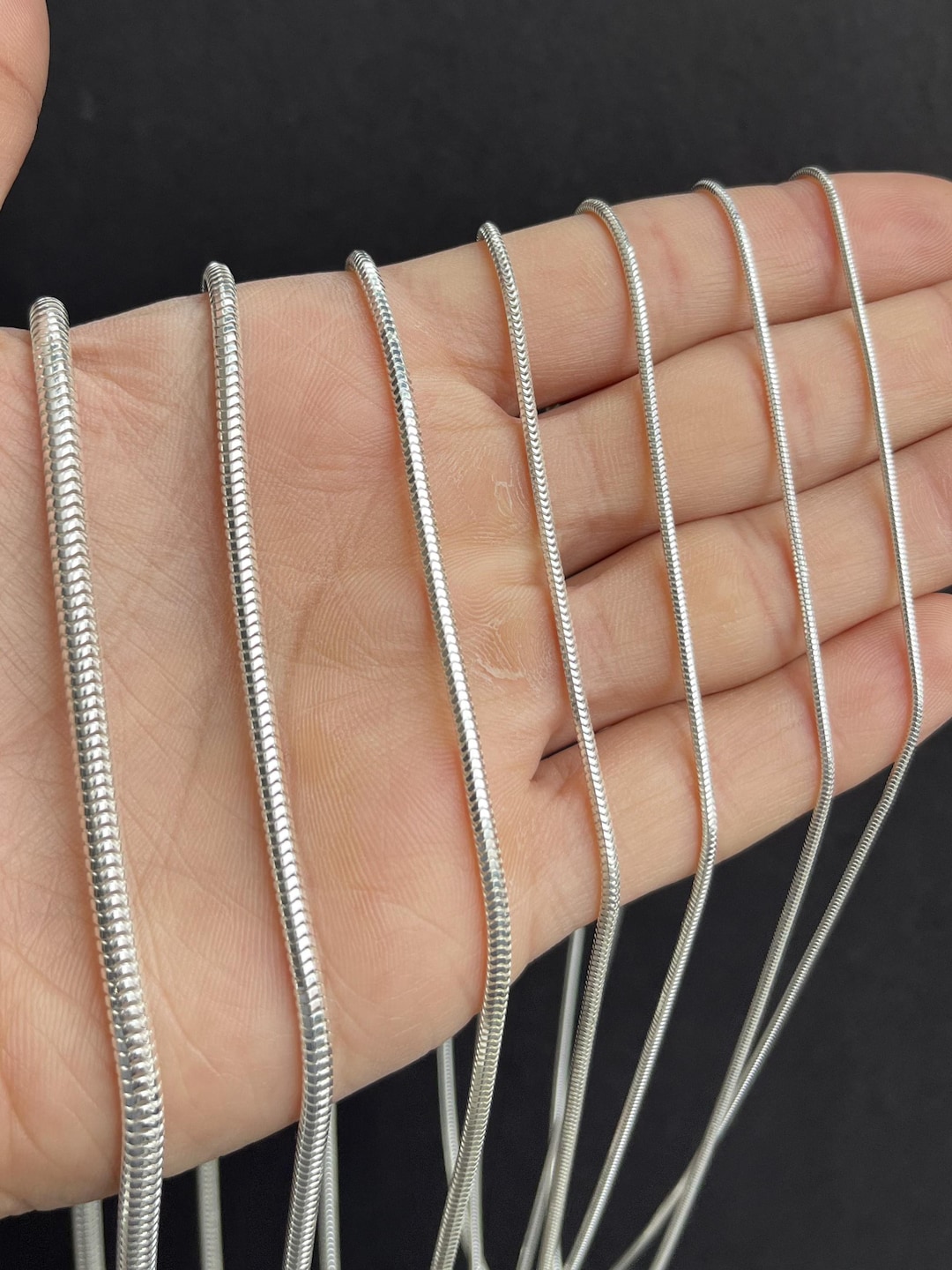 925 Sterling Silver Round Snake Chain, Layered Round Snake Chain ...