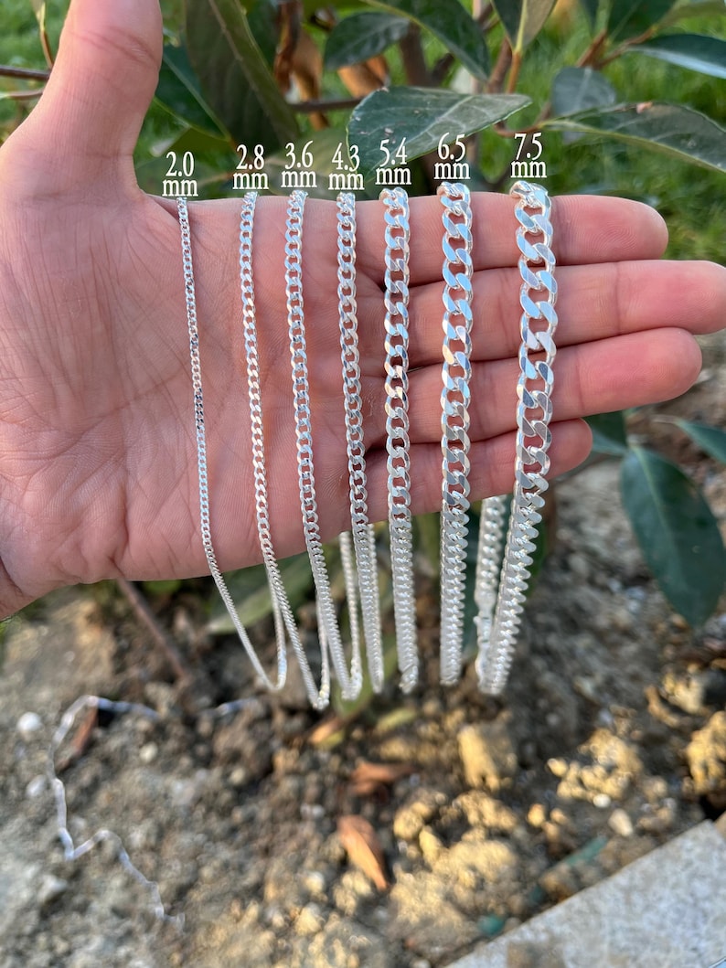 925 Sterling Silver Curb Chain, Silver Chain Necklace, Solid Silver ...