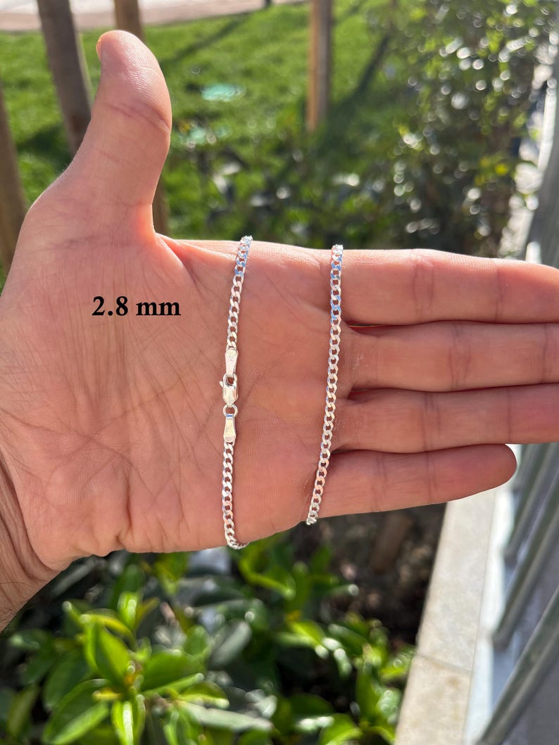 925 Sterling Silver Curb Chain, Silver Chain Necklace, Solid Silver ...
