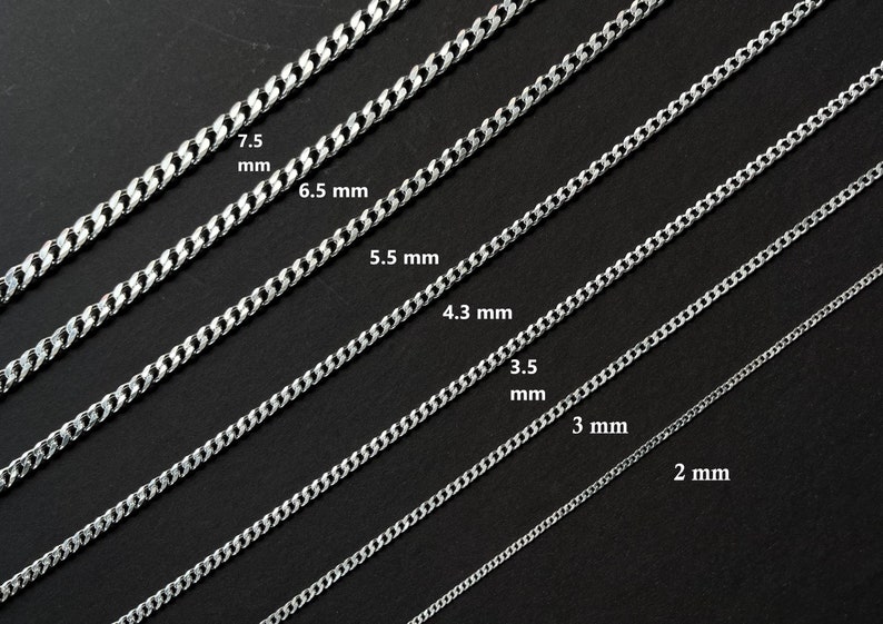 Solid Silver Curb Chain, Cuban Link Chain, 925 Sterling Silver, Silver ...