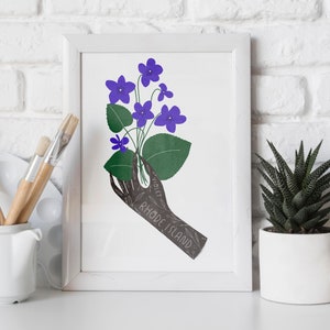 Rhode Island State Flower Art Print Rhode Island Violet State Flower ...