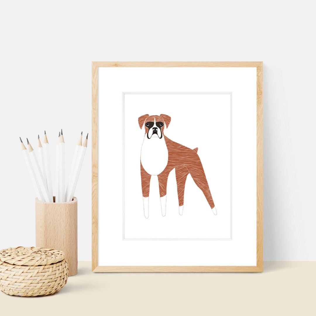 Boxer Dog Art Print Dog Breed Illustration Home Decor Dog Print - Etsy