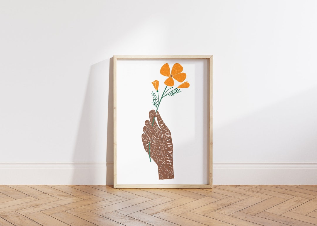 California State Flower Art Print California Golden State Poppy State ...