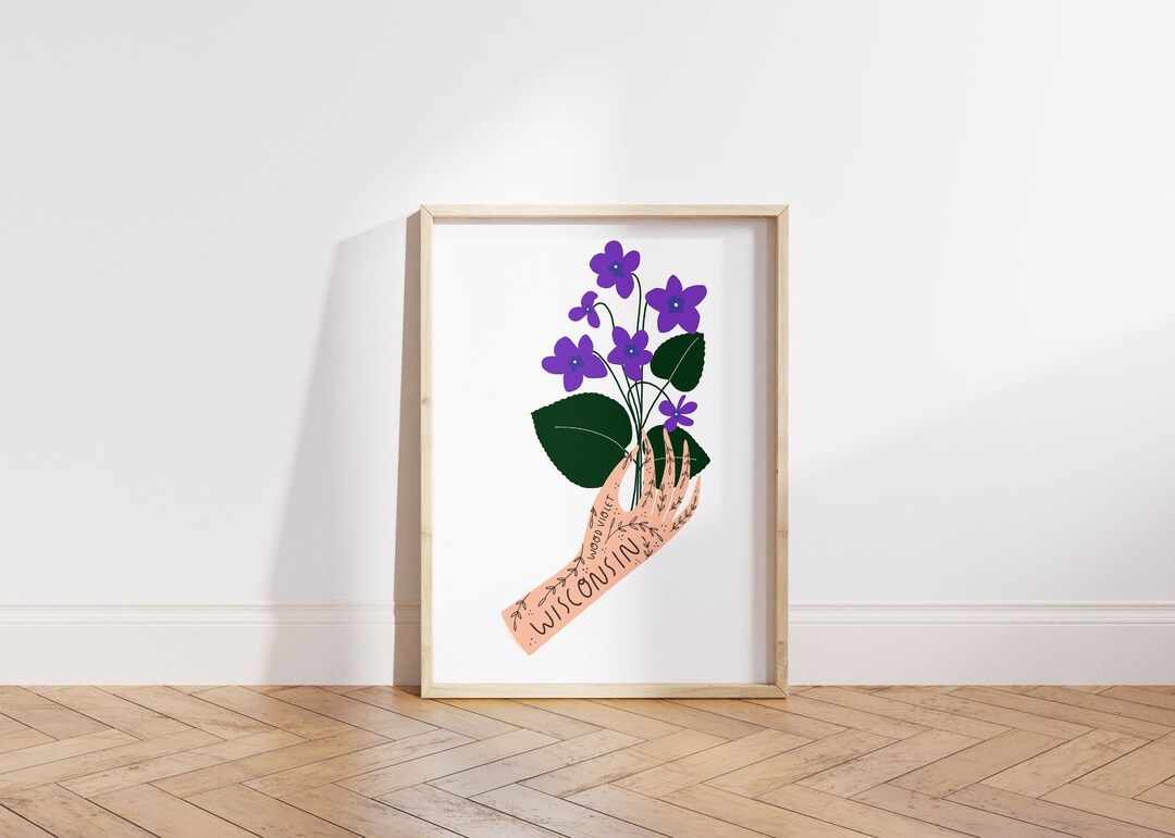 Wisconsin State Flower Art Print Wisconsin Wood Violet - Etsy