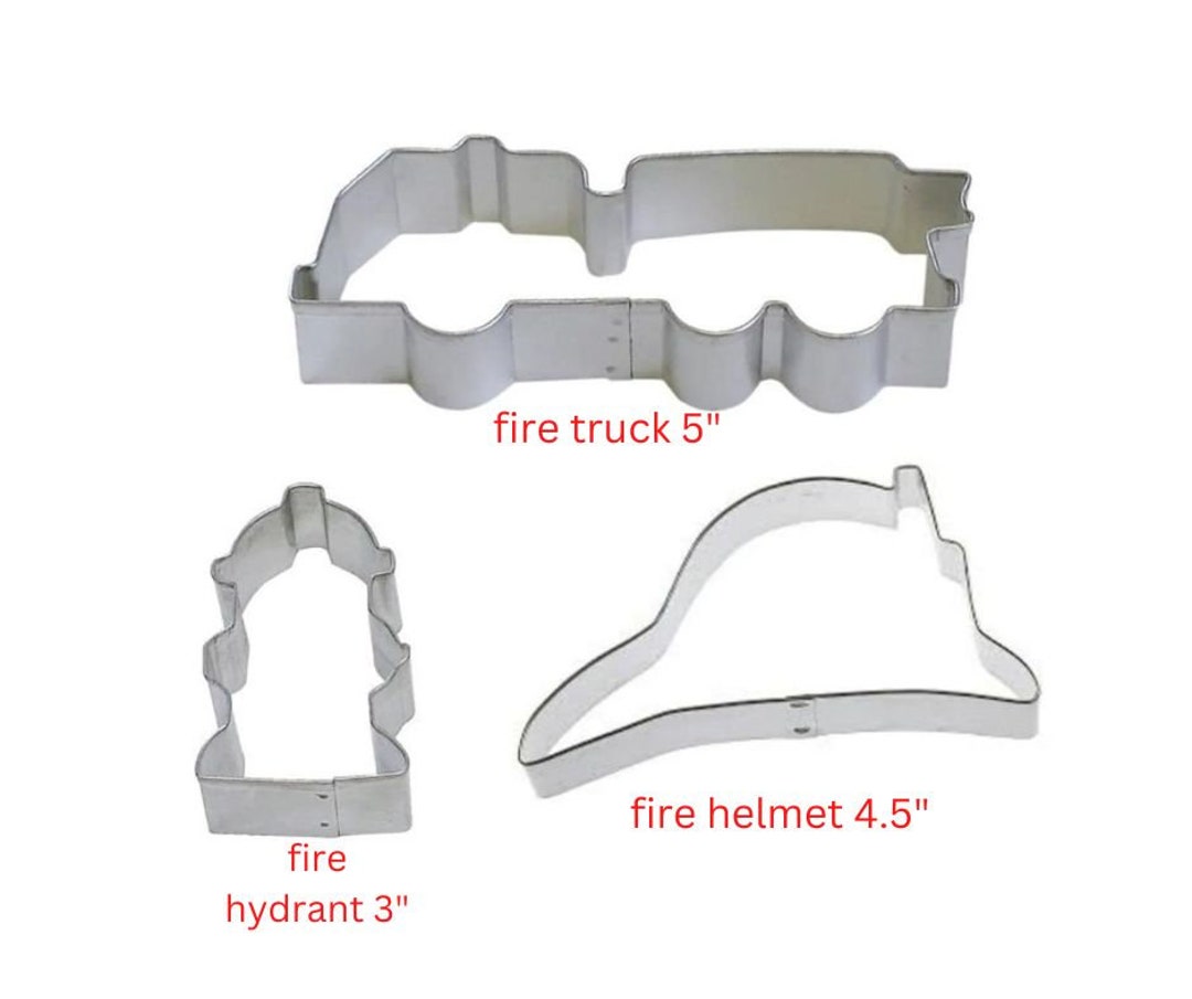 Fireman Set of 3 Cookie Cutters. Fire Truck, Fire Hydrant, Fire Helmet ...