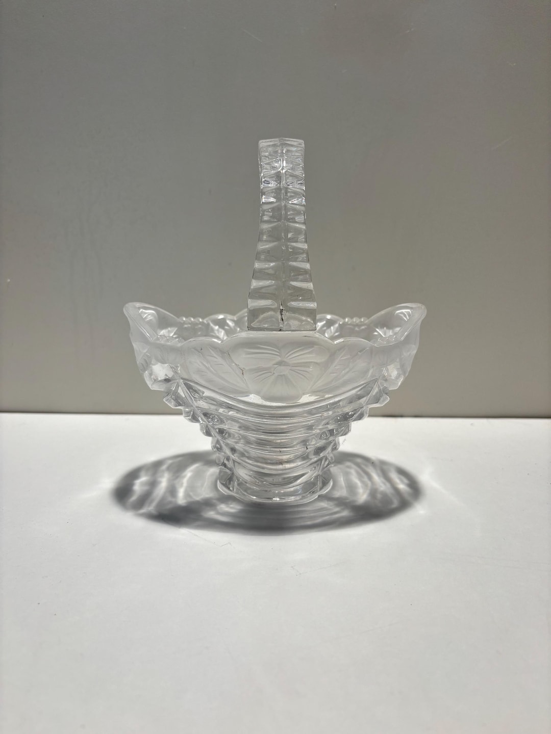 Vintage Kristallglas Körbchen Blumenkorb Mit Henkel Und Schliffmuster - Etsy