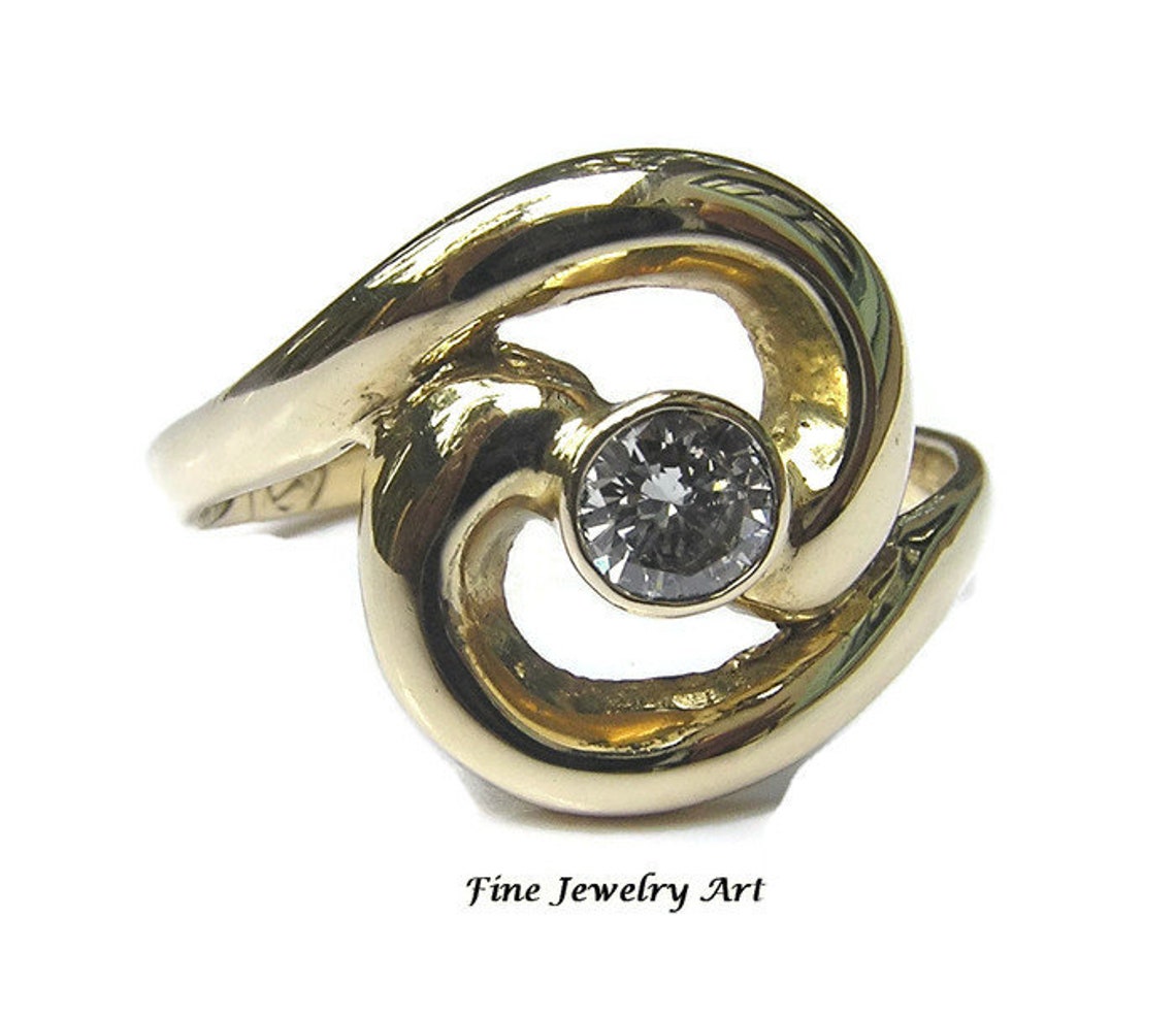 Handmade Yin ying Yang Diamond Ring in 14k Gold Bezel Set | Etsy