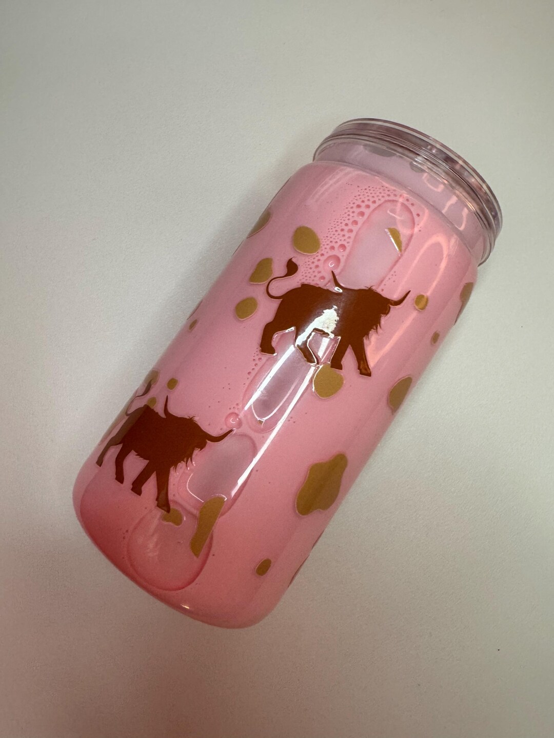 16 Oz Highland Pink Milk Flow Acrylic Snow Globe Tumbler - Etsy